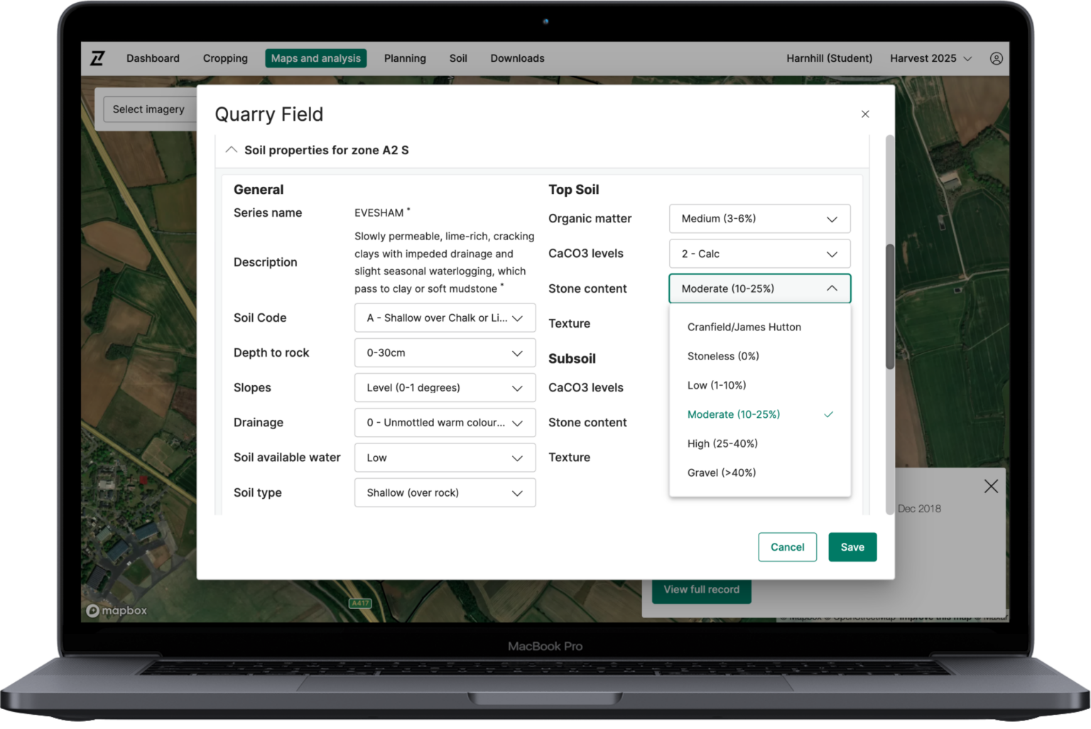 Contour Soil properties & Zone labels – Origin Digital