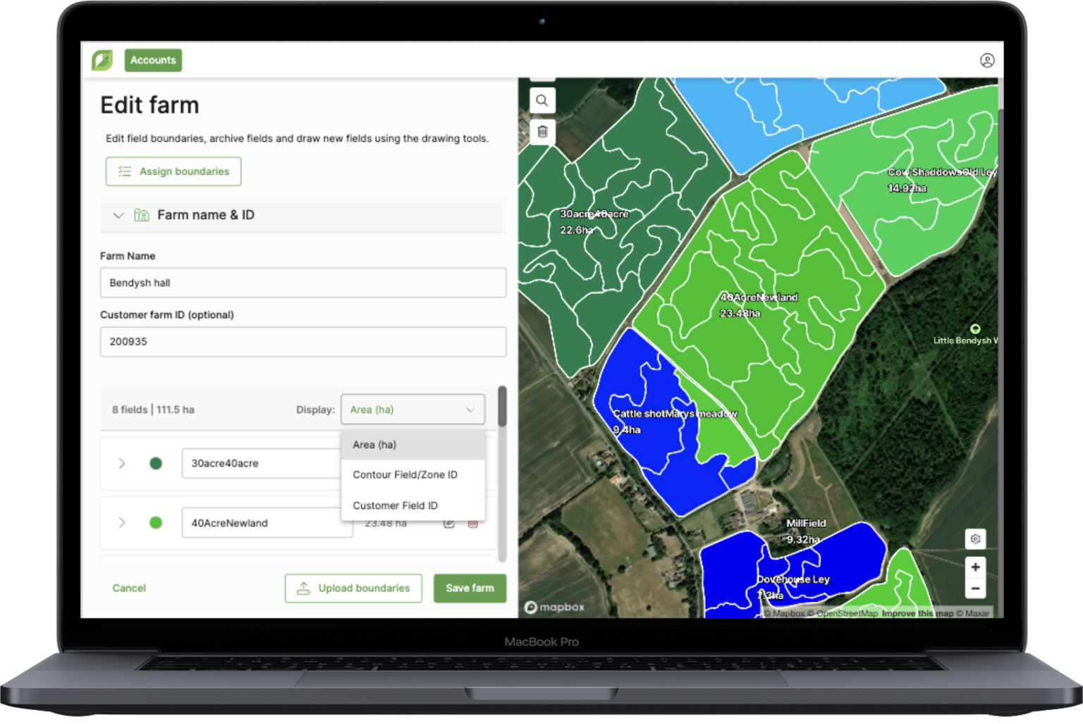 GROW - Field and zone IDs and map settings – Origin Digital
