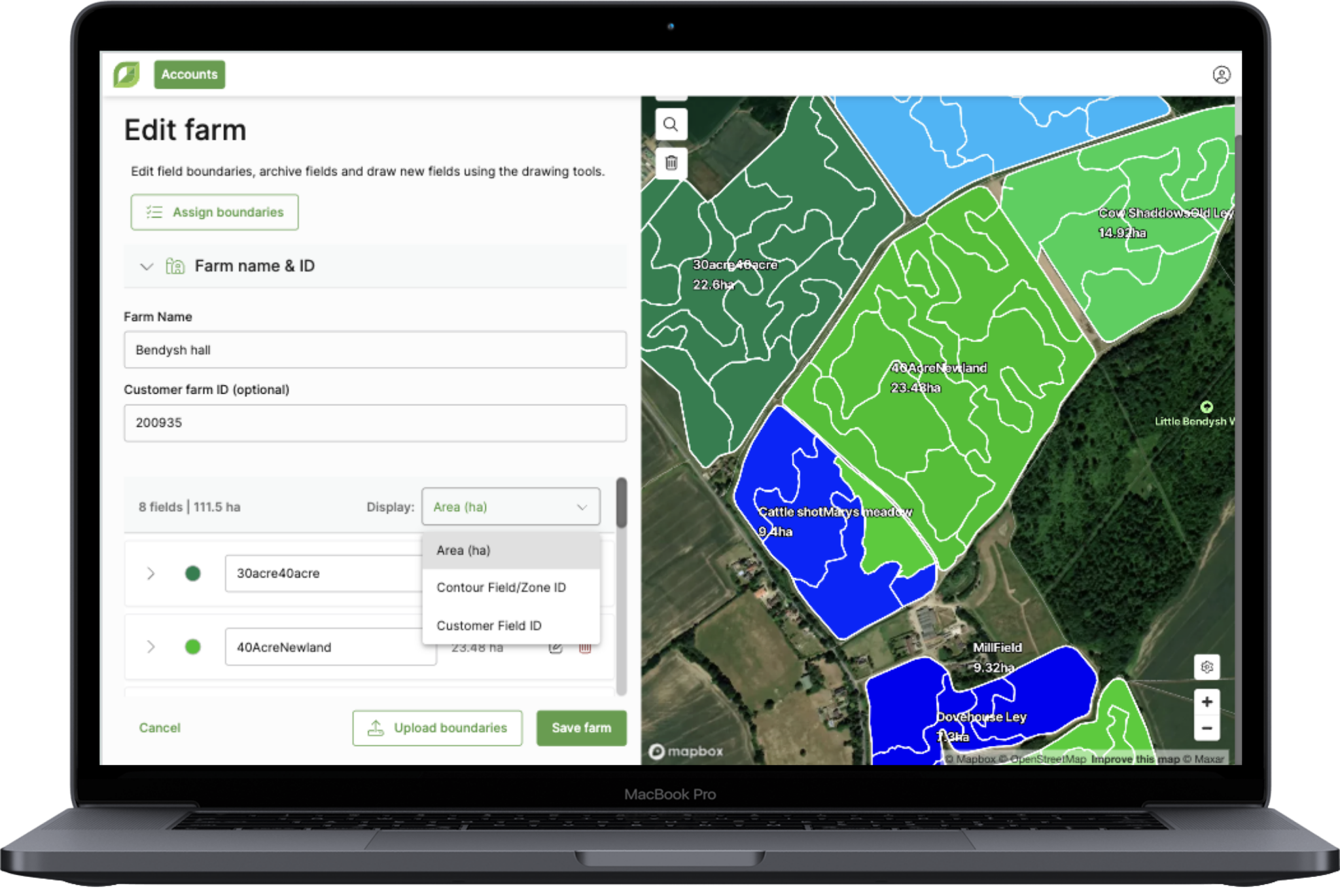 GROW - Field and zone IDs and map settings – Origin Digital